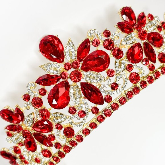 Accessories | Royal Queen Red Crown Bridal Tiara Quinceanera Cosplay ...